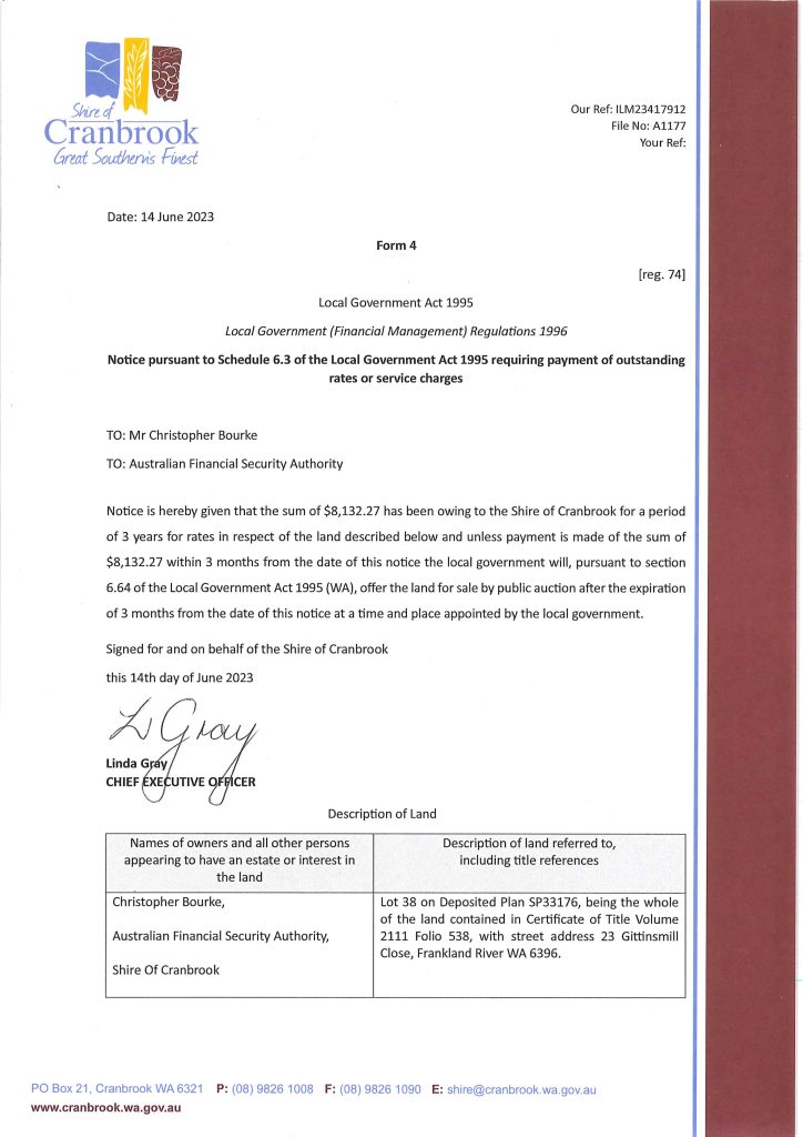 Form 4 – Notice Pursuant to Schedule 6.3 of the Local Government Act ...